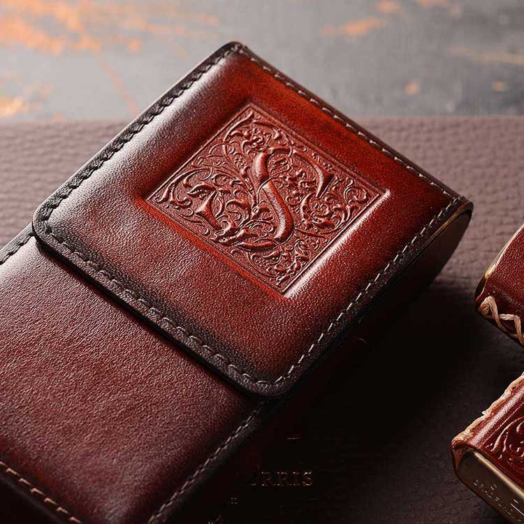 Подарочный набор кожаный портсигар и зажигалка Zippo
